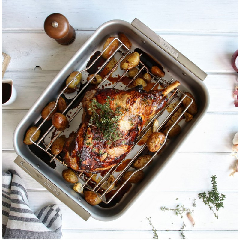 Acheter plat à four rectangulaire avec poignées en inox de Cristel