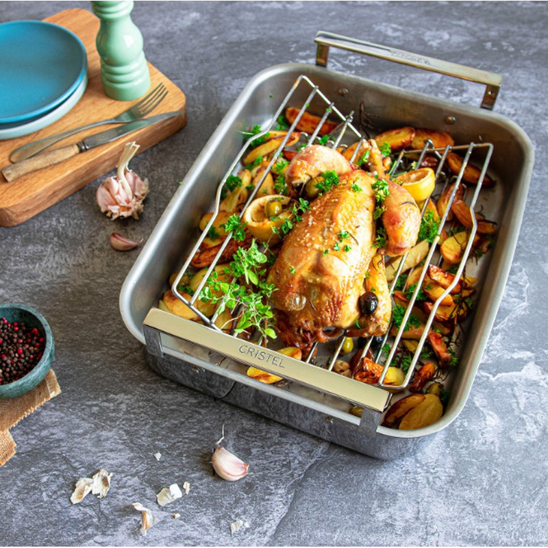 Acheter plat à four rectangulaire avec poignées en inox de Cristel